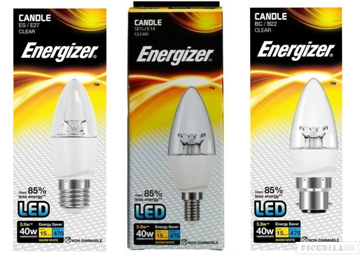 Energizer LED Candle Light Bulbs Lamp Clear 3.4w 5.9w Warm White 25w ...