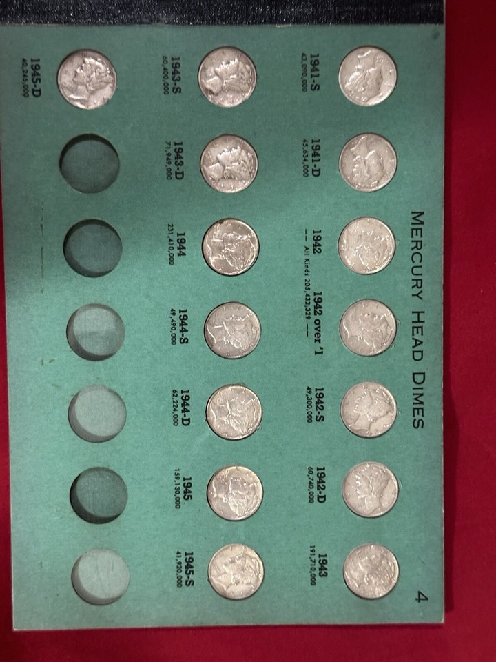 Mercury Dimes 1916-1945 Complete Set Including The Most Wanted 1916 D ...