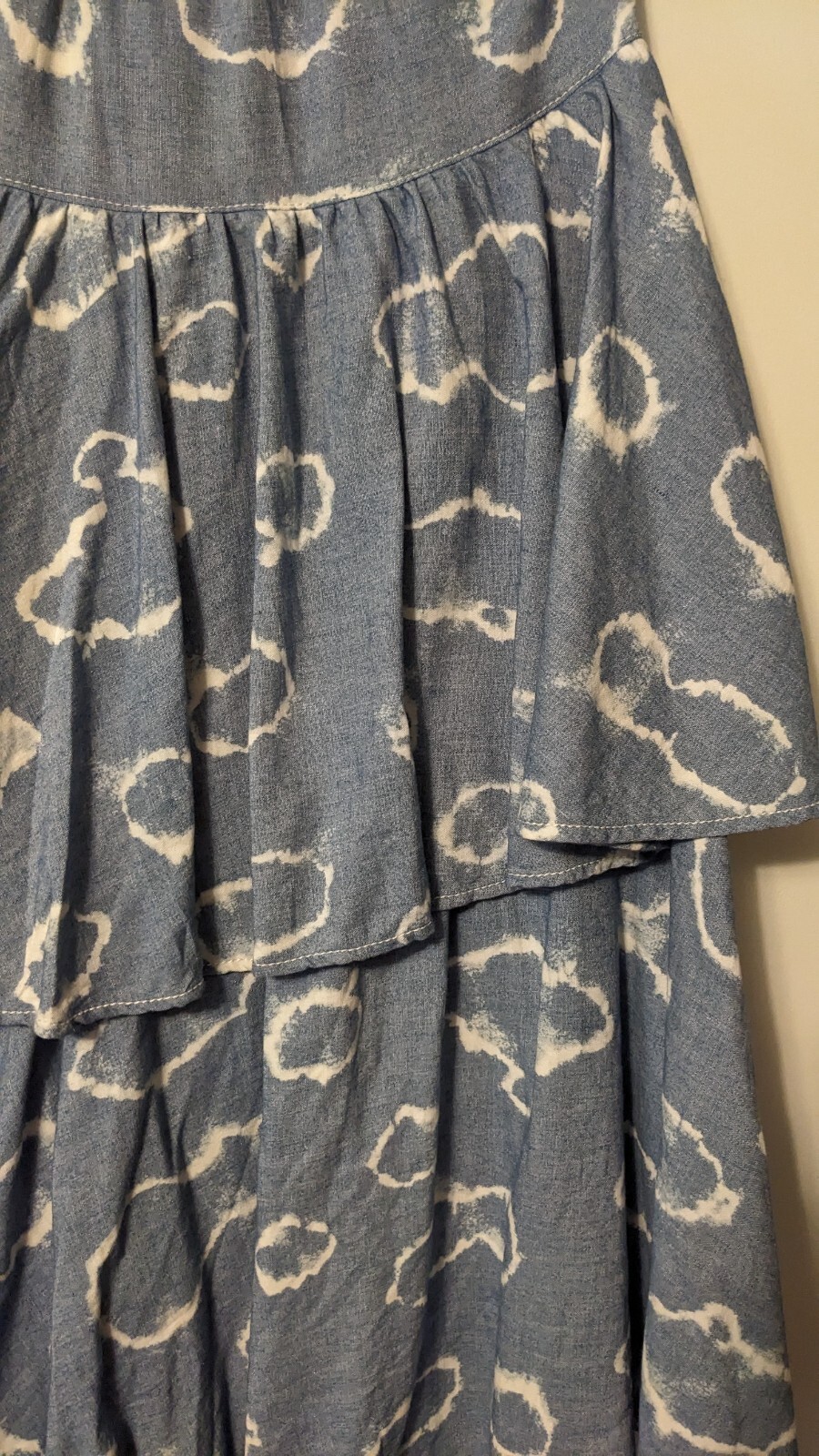 Gene Ewing BIS Blue and White Cotton 2 Tiered Long Sk… - Gem