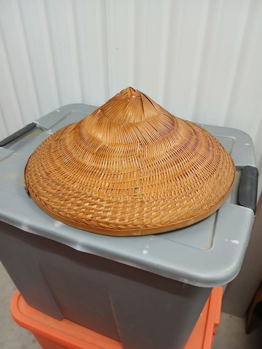 Vintage Conical Asian Rickshaw Rice Paddy Coolie Hat Straw Bamboo | eBay
