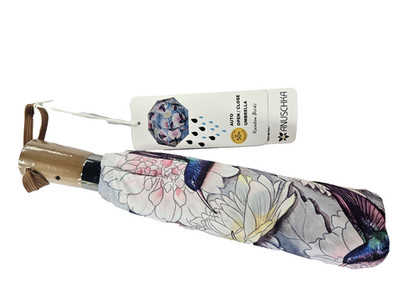 Anuschka Rainbow Birds Auto Open Close Umbrella UV 50+ Floral Bird NWT ...
