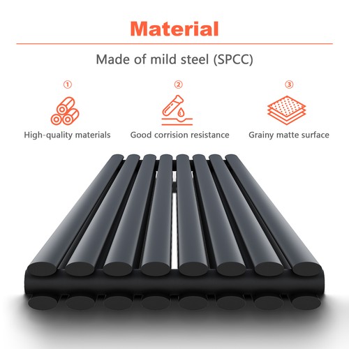 Vertical Radiator Double Black Oval Column Modern Tall Upright Rads ...