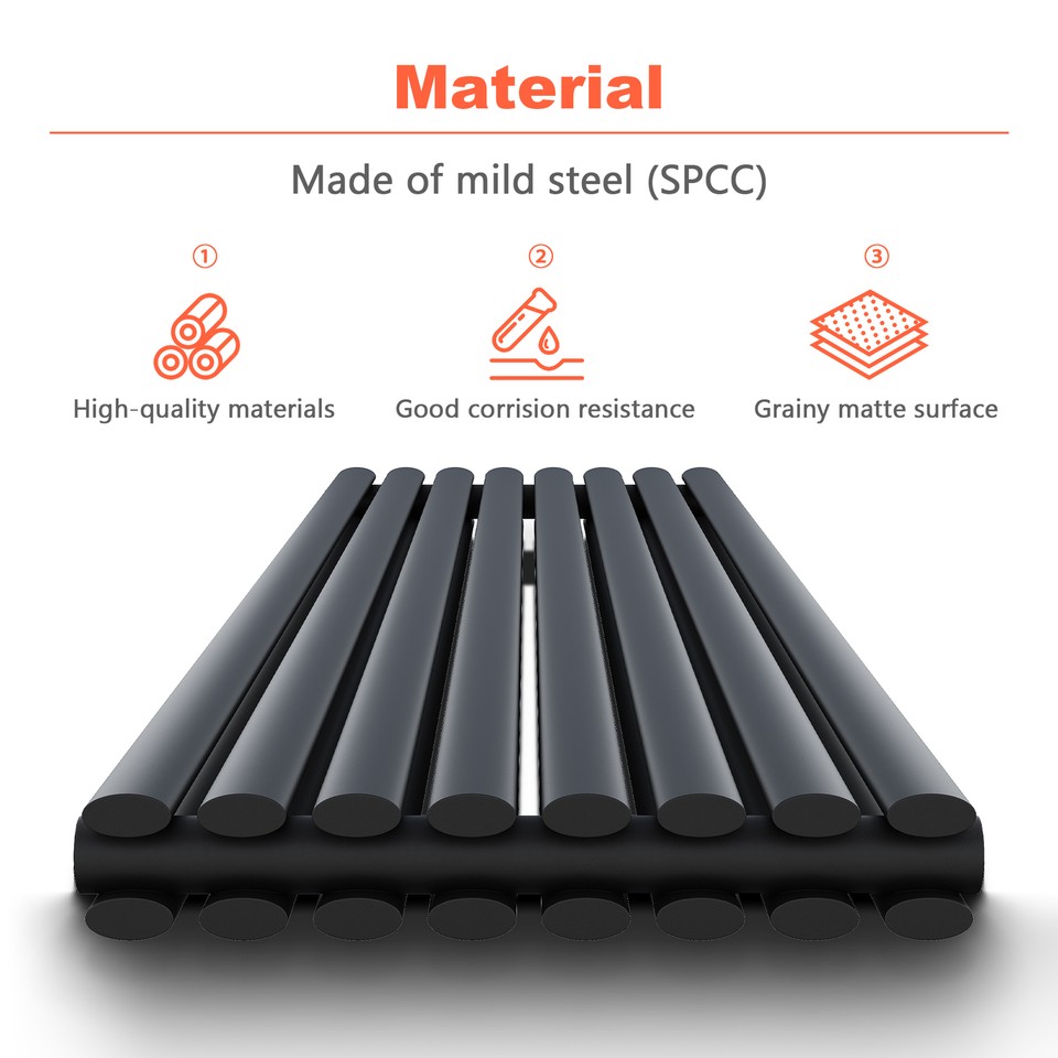 Vertical Radiator Double Black Oval Column Modern Tall Upright Rads ...