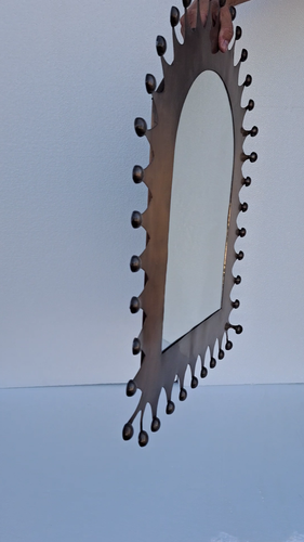 25" PUNCHED TIN MIRROR Mexican handmade hacienda style mirror, folk art ...