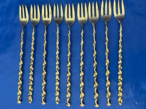Unmarked Set Of 9 Seafood Cocktail Crab Shrimp Twisted Handle Forks ...