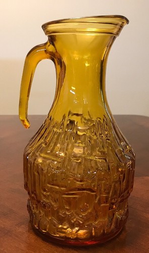 Vintage Italian Amber Glass Pitcher Jug Pinched Geometric | eBay