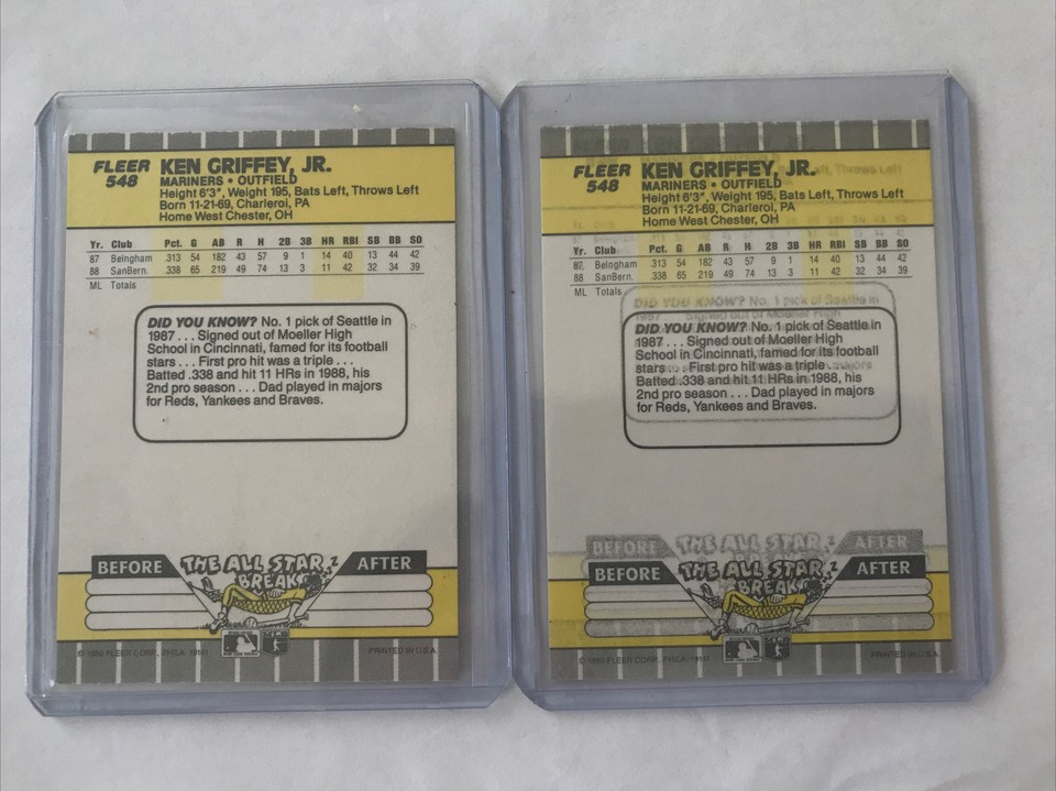 2x 1989 FLEER KEN GRIFFEY JR. ROOKIE CARD | eBay