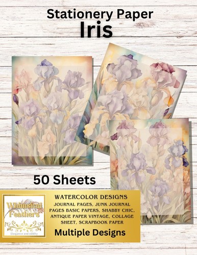 Iris Stationery Set - Watercolor Design - Writing Papers 50 Sheets | eBay