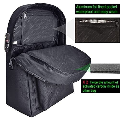 Smell Proof Backpack Bag With Tsa Lock & Key Scent Odor Proof Daypack Stash Book | eBay