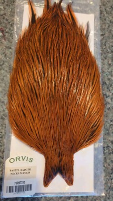 Orvis Badger ROOSTER CAPE Fly Tying Neck Hackle Hair Extension Mango | eBay