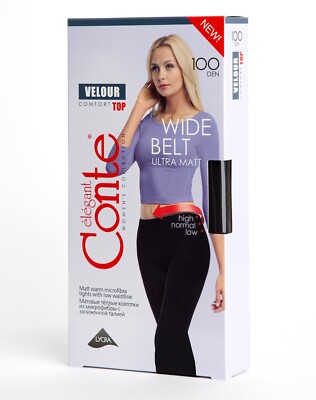 Conte TIGHTS VELOUR TOP 100 Den | Warm Matte Adjustable Waistline ...