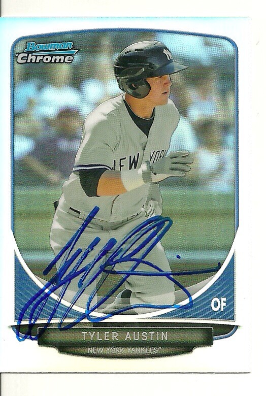 TYLER AUSTIN TRENTON THUNDER SIGNED AUTO 2014 BOWMAN CHROME #TP-2 W/COA ...