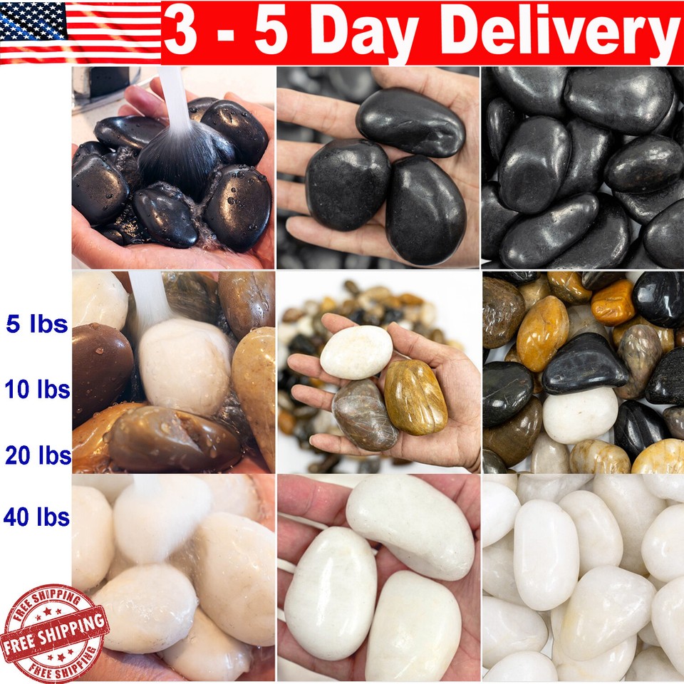 5-40 lbs Large River Rocks Bulk Polished Pebble Natural 2-3 Inch Stone ...