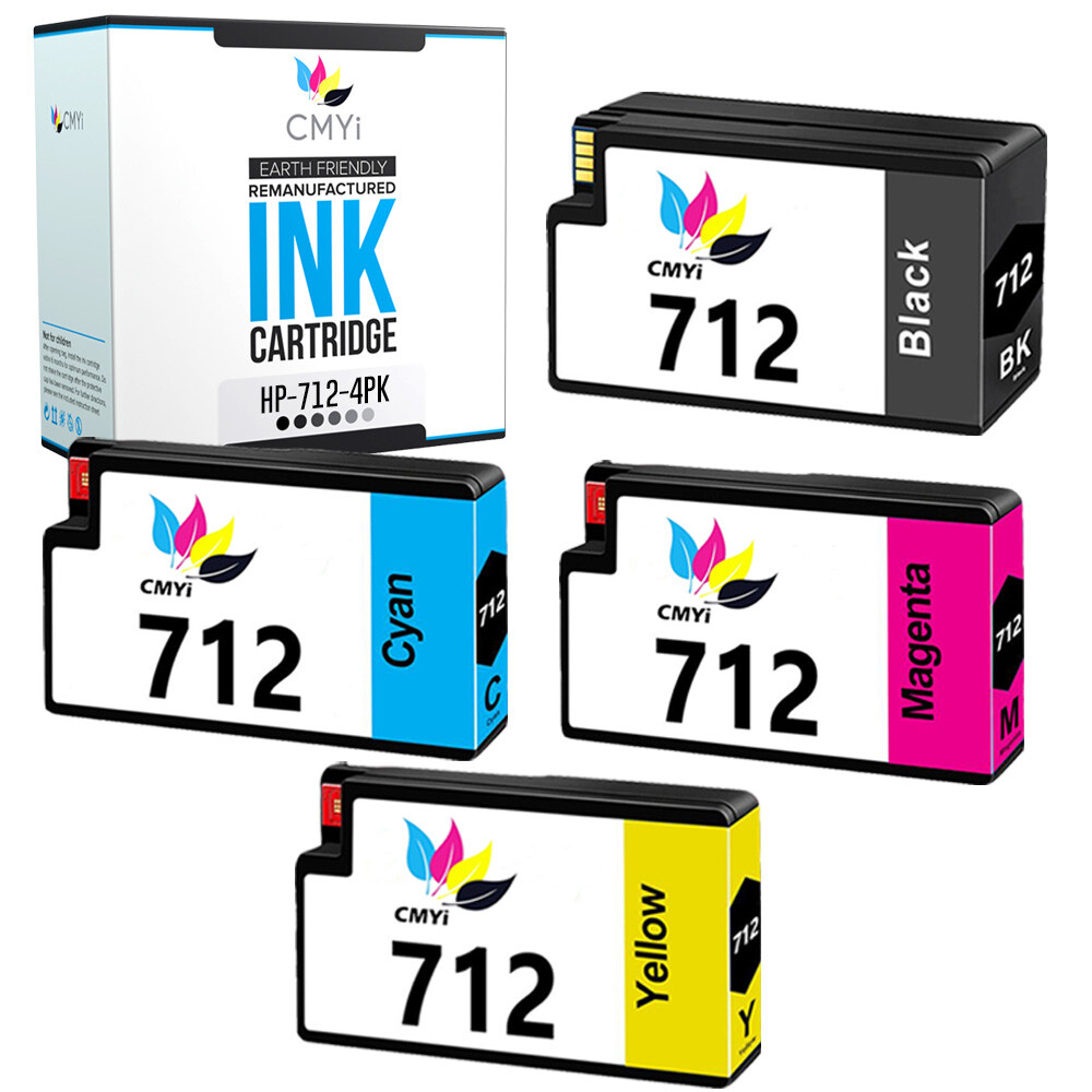 4 Pack Ink Cartridges for HP 712 fits DesignJet Studio T210 T230 T250 ...