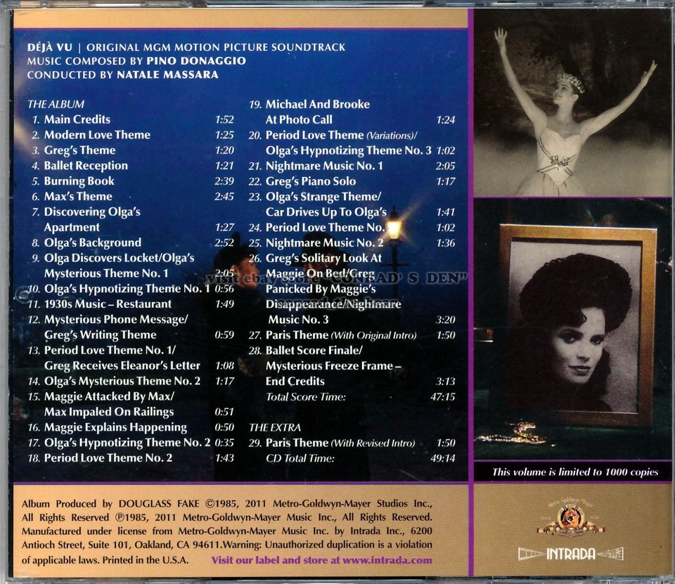 Pino Donaggio "DEJA VU" Intrada Special collection 1000 Ltd-ed score CD sold out | eBay