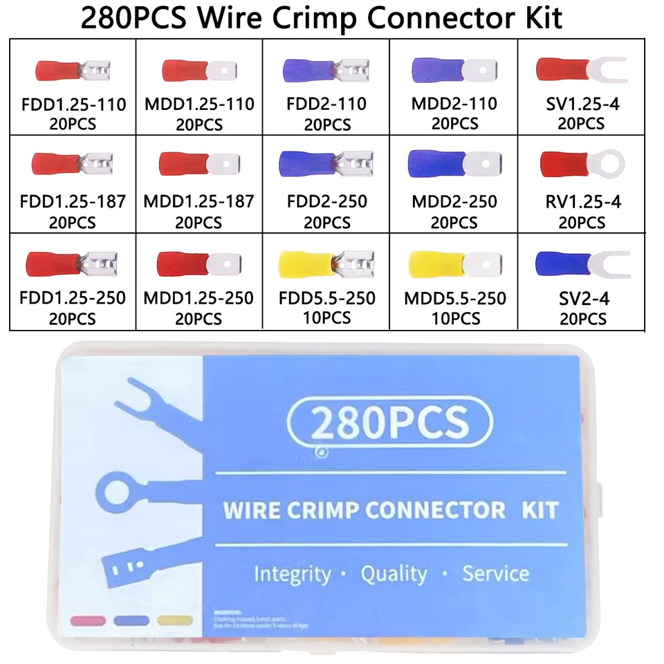 Car Wire Assorted Insulated Electrical Terminals Connectors Crimp Box ...