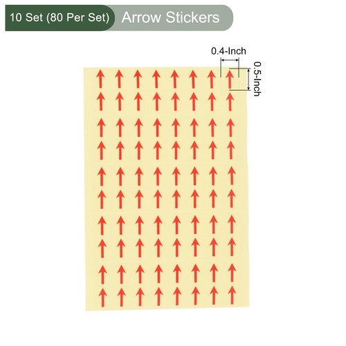 10Sheet/800pcs Small Arrow Stickers, Sign Label (Red, 0.5x0.4-inch ...