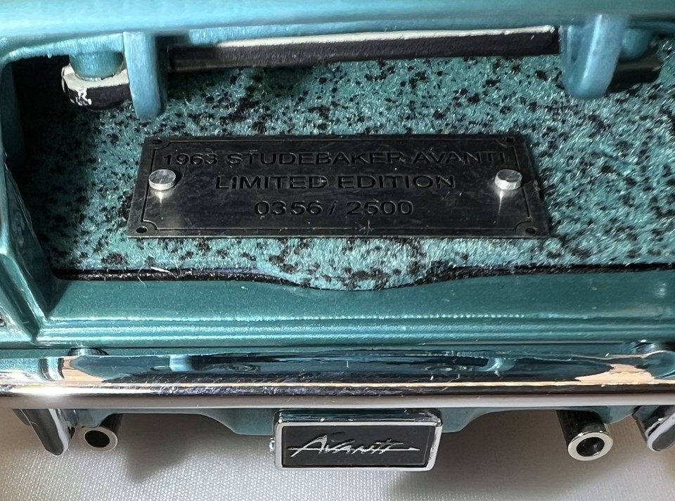 Franklin Mint Limited Edition 1963 Studebaker Avanti Turquoise Metallic ...