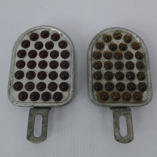 Antique Red Amber GLASS Marbles Reflectors License Plate Toppers Bumper ...