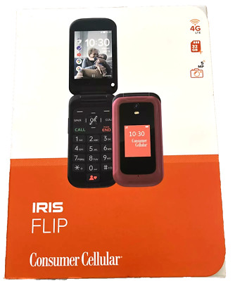 New Sealed Consumer Cellular Iris Flip Phone (8GB) 5.0MP Camera 4G LTE ...