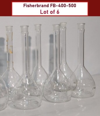 Lot of 6 Fisherbrand FB-400-500 500ml Volumetric Flask, Class A, Clear ...