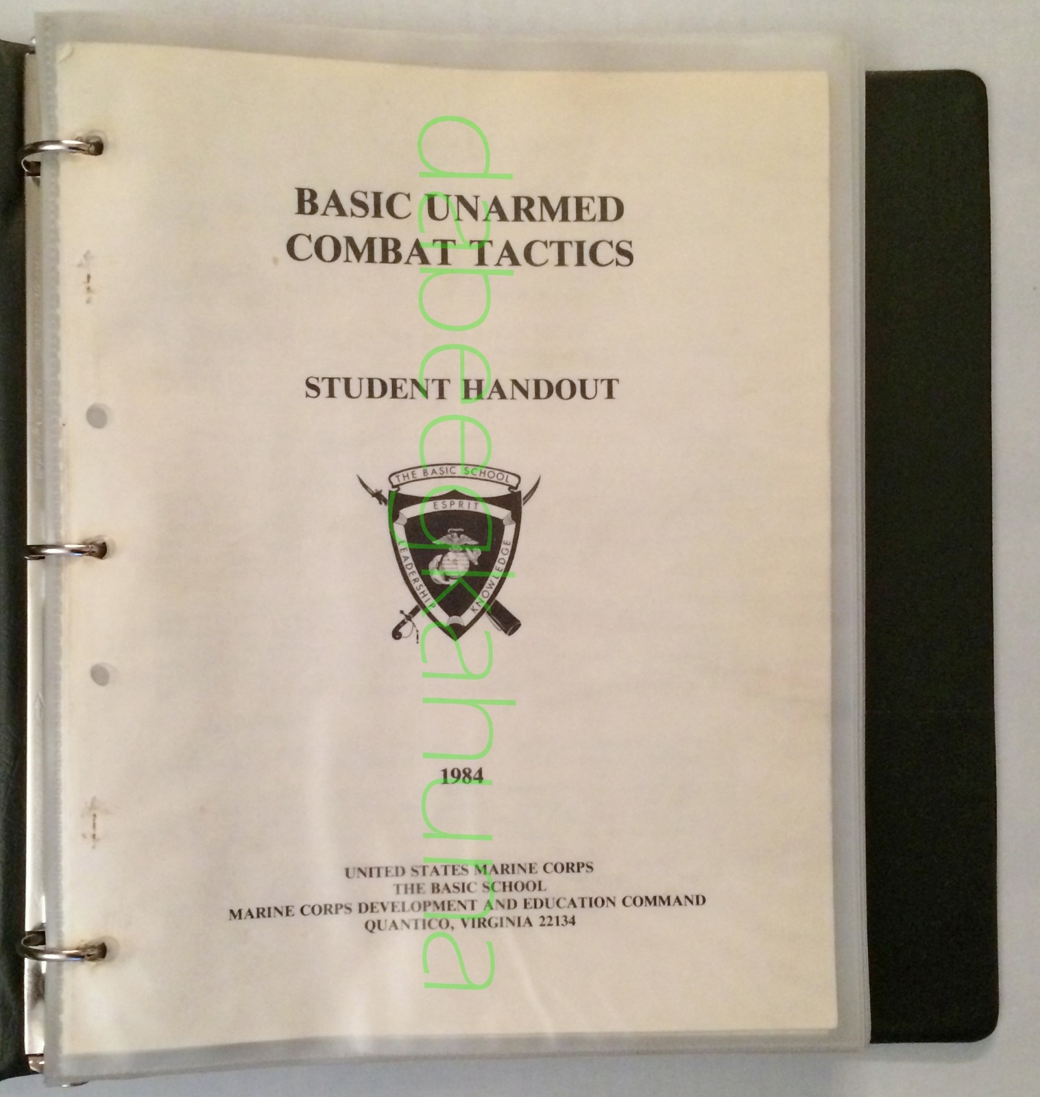 United States Marine Corps Basic Unarmed Combat Tactics 1984 Student ...