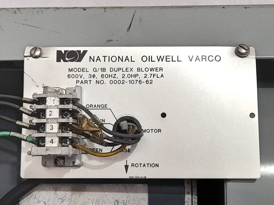NOV National Oilwell Varco G/1B 0002-1076-62 Duplex Blower Marathon ...