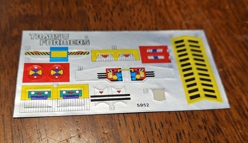 Vintage 1985 Hasbro G1 Transformers Grapple Decal Sticker Sheet ...