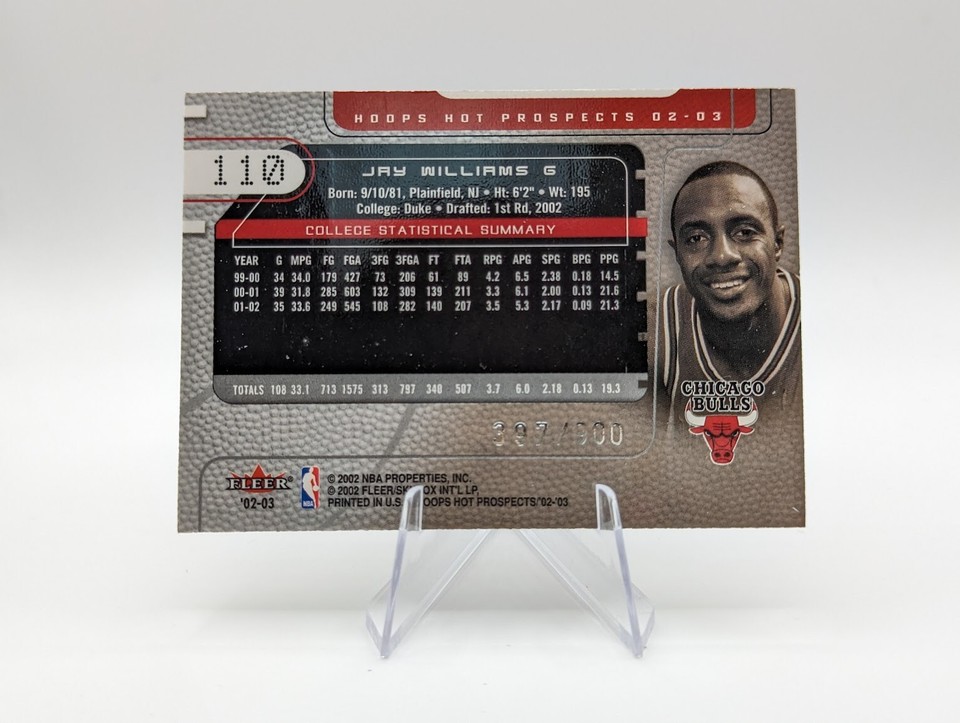 Jay Williams 2002-03 Hoops Hot Prospects SP /900 RC #110 Bulls | eBay