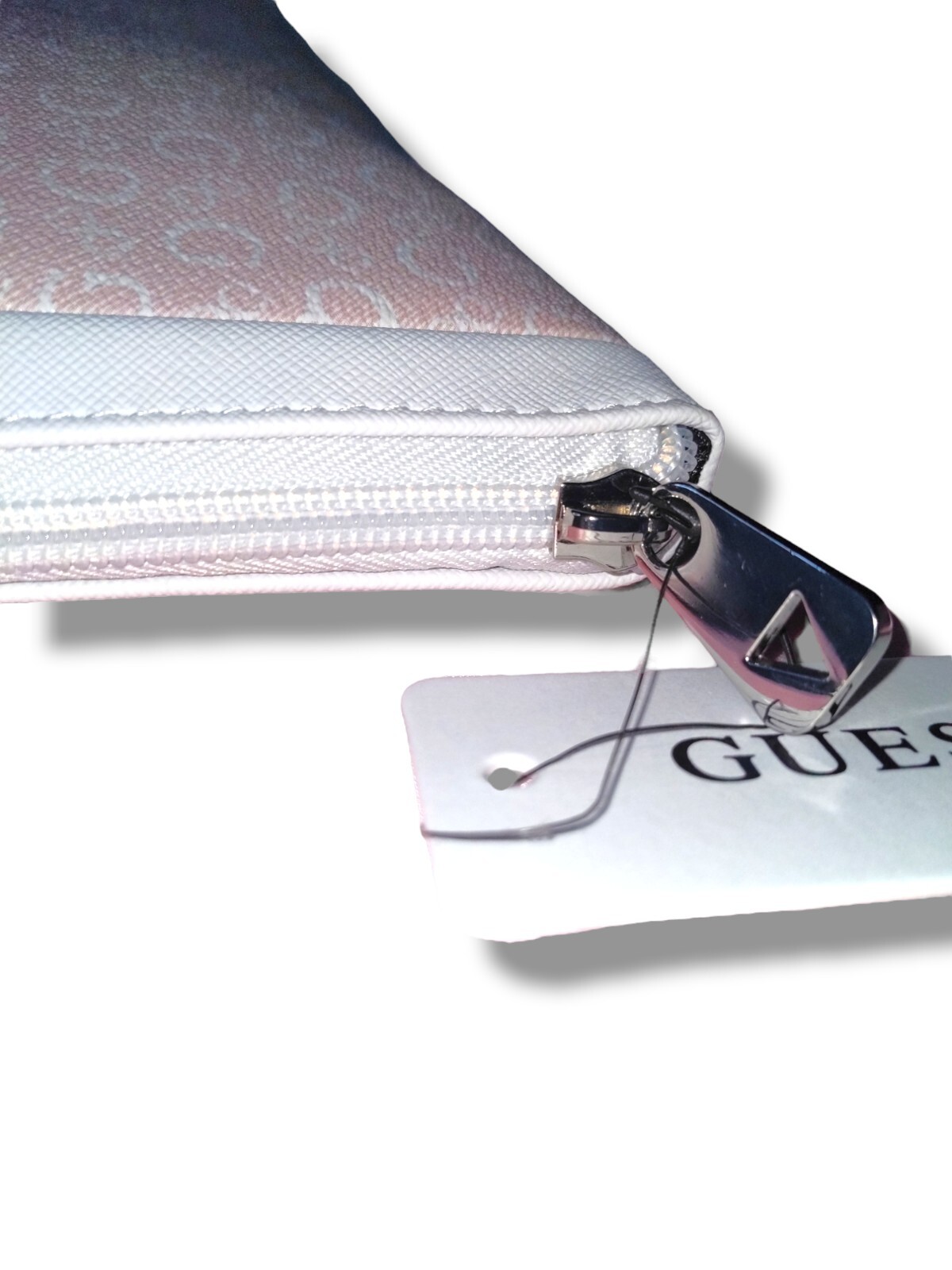 Women's Guess Iconic Logo Blush Pink Faux Leather Zipped Travel ...