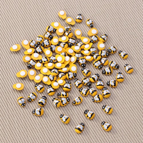 300PCS Wooden Buttons DIY Green Bee Design Wood Buttons Craft ...