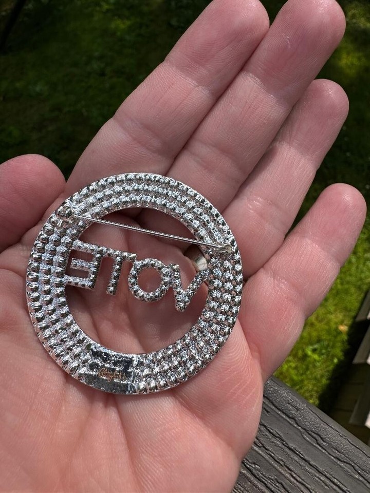 USA Patriotic Red White and Blue Crystal Rhinestone Vote Pin - American ...