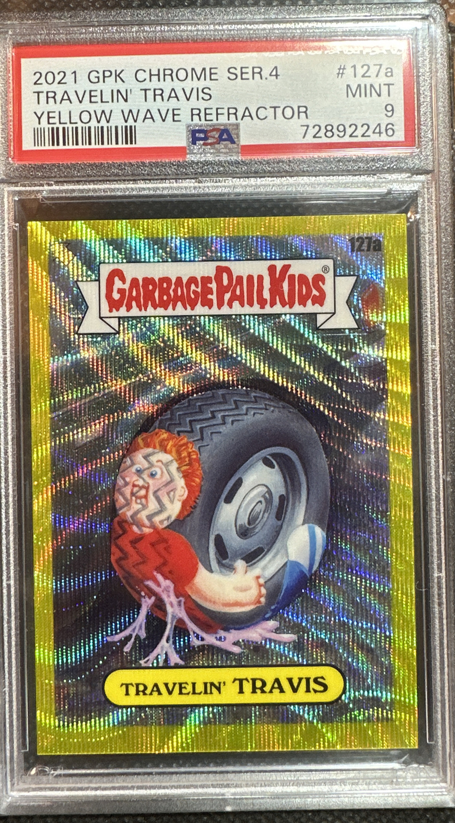 2021 GPK CHROME SER.4 TRAVELIN' TRAVIS YELLOW WAVE REFRACTOR | eBay