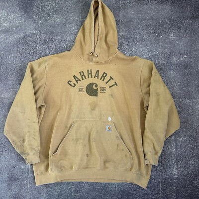 Men's Carhartt Original Fit Midweight Spell Out Gold Hoodie Sweatshirt ...