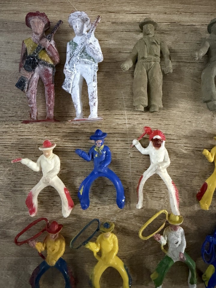 Vintage Western Plastic Cowboys & Indians Figures Lot - Marx MPC Style ...