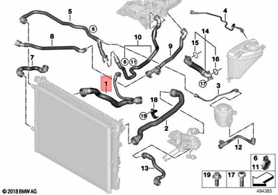 Genuine BMW G11 G12 740i 740iX 740Li Hose Radiator - Water Pump ...