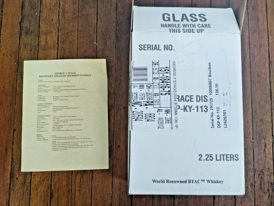 2024 George T Stagg Empty Box With Letter BTAC Buffalo Trace Antique | eBay