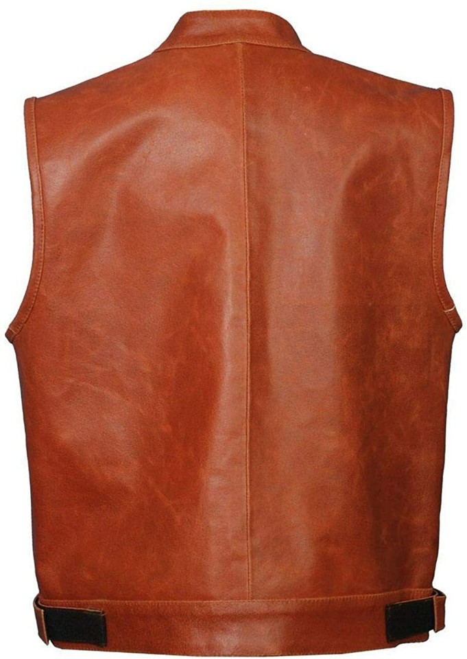 Men's Motorcycle SOA Anarchy Club Leather Vest Biker Brown Concealed ...