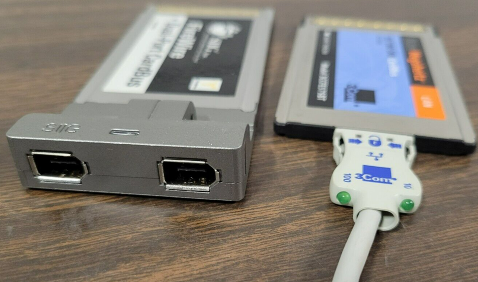 Lot PCMCIA 3Com 10/100 Ethernet PC Card with Dongle Cable & Dual Port ...