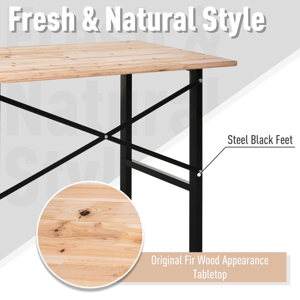 46"x28" Garage Work Table with X Bar Support Wooden Tabletop Workbench ...