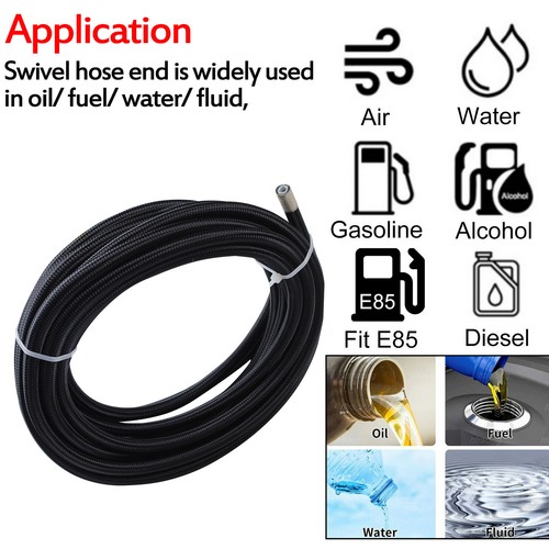 PTFE 16FT AN8 8AN Black Nylon Fuel Line Hose Oil Gas Line E85-NEW | eBay