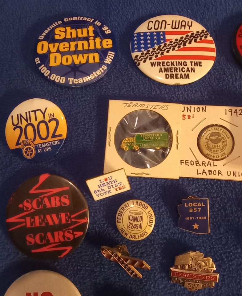 64 PC Lot UNION TEAMSTER-UAW-LABOR-LAW ENFORCEMENT(lighter Patch Pin ...