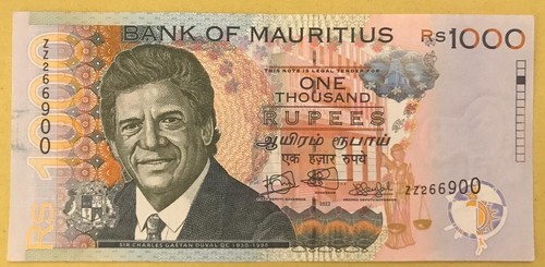 Mauritius Rs 1000 rupees 2022 replacement note ZZ Circulated #1 Crisp ...
