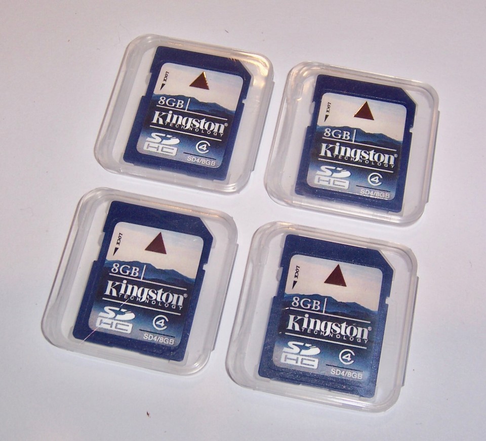4pcs New 8GB Kingston SD Memory Cards Class 4, 8 GB Kingston SD Memory ...