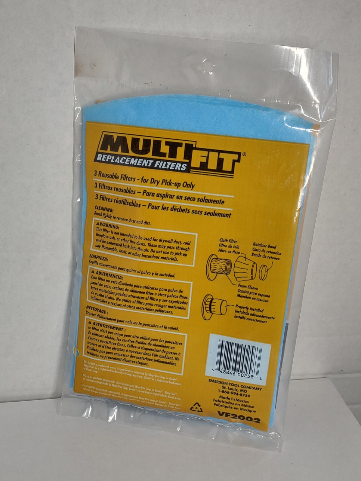 Pack of 3 Multi Fit Replacement Filters VF2002 Wet/Dry Vacs New (P) | eBay