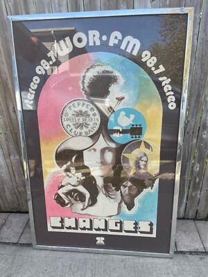 Vintage original poster "WOR FM" radio, Rock and Roll New York 1970s | eBay