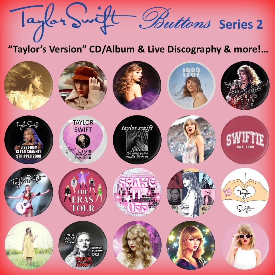 TAYLOR SWIFT Buttons / Pins - Series 2 - Taylor's Versions - Shake It ...