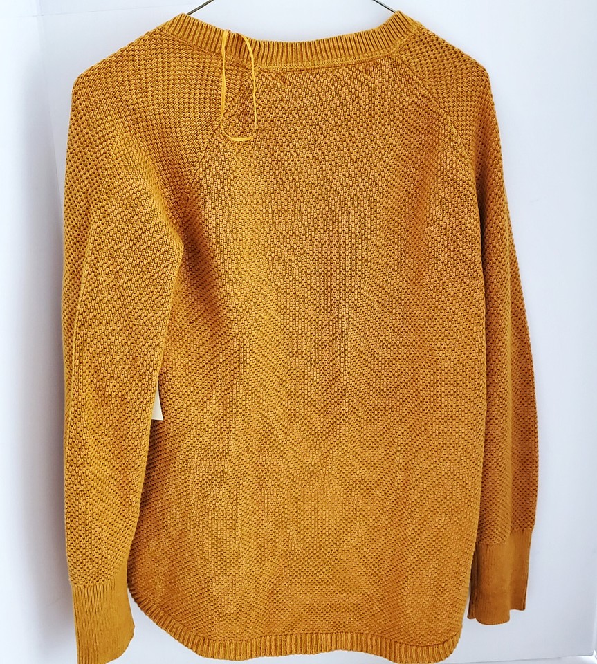 New MAX STUDIO Mustard Gold Women's Long Sleeve side buttons Sweater ...