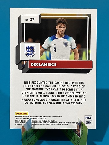 2022-23 Panini Donruss Declan Rice Orange Speckle #27 England Soccer ...