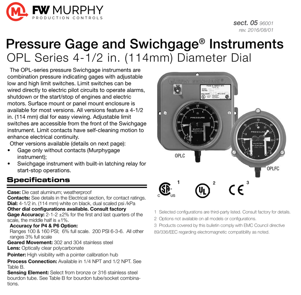 OPLC-S-300-EL Pressure Swichgage® (05706021) | eBay